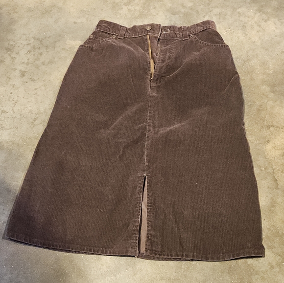 Levi's | Skirts | Vintage 7s Levi Strauss Co Brown Corduroy Slit Skirt ...
